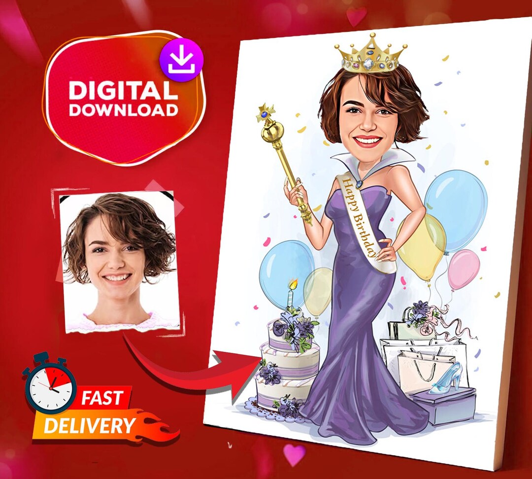 Personalized Birthday Cartoon Portrait, Happy Birthday Caricature ...