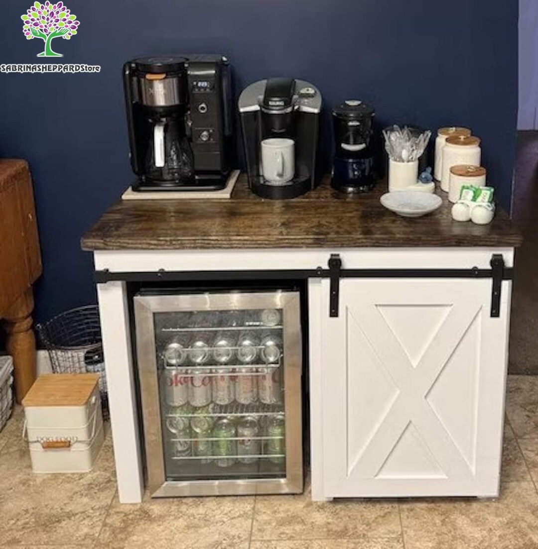 Farmhouse 1 Door Slider Mini Fridge Cabinet Extra Large Size Mini ...