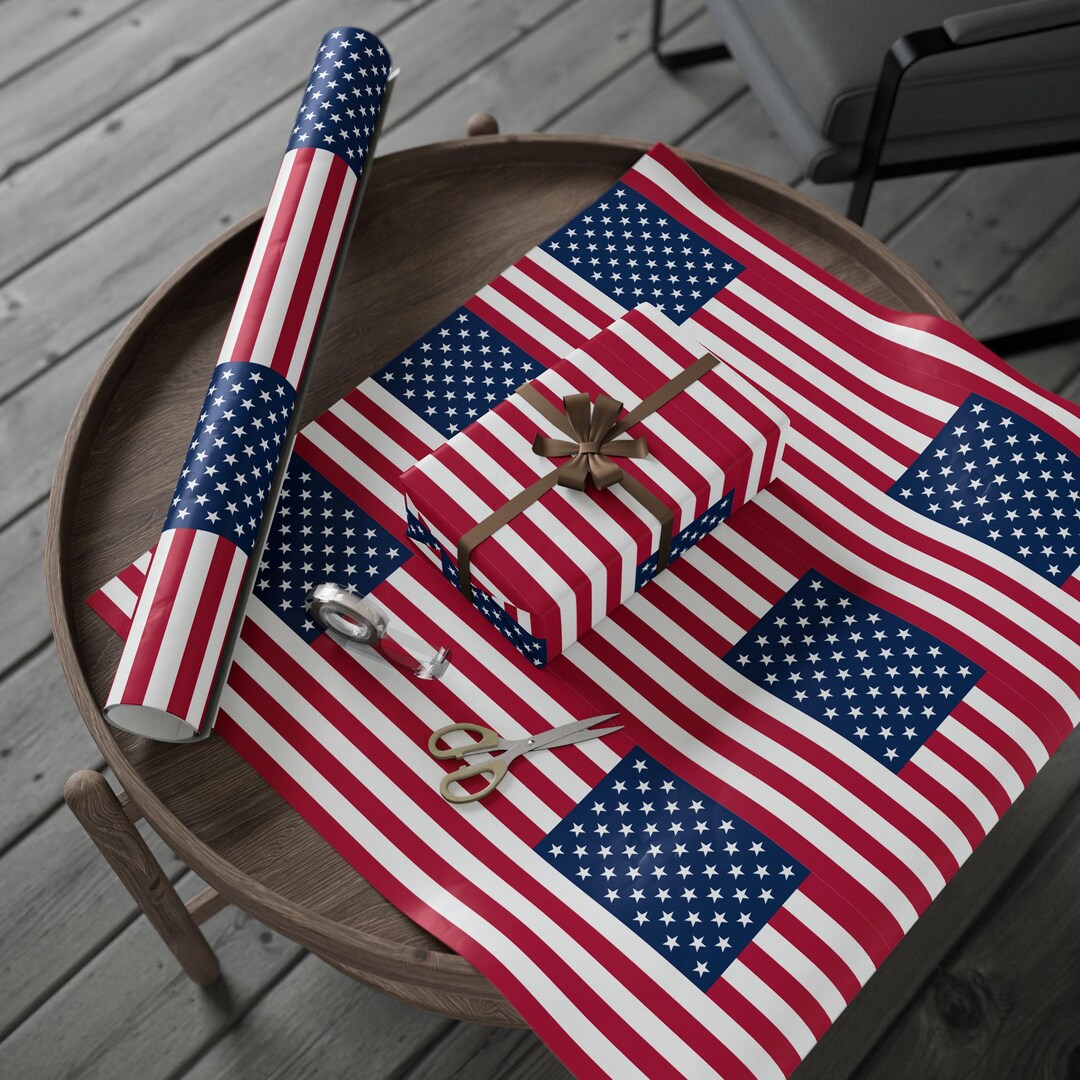 Patriotic Wrapping Paper, USA Flag Gift Wrap, Independence Day, 4th of ...