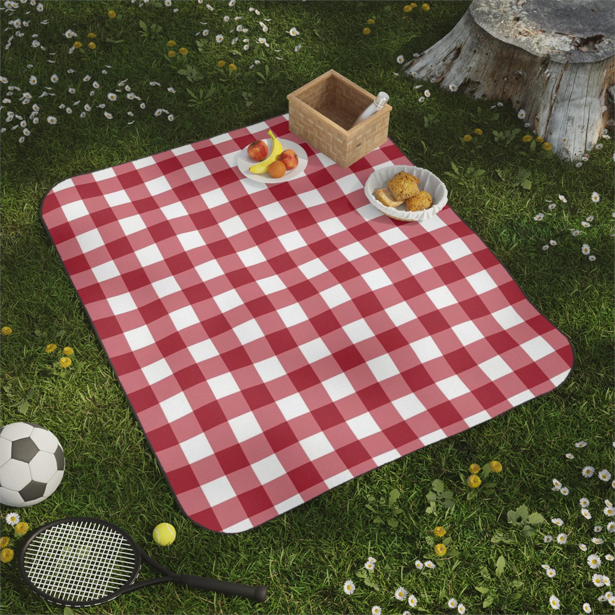 Red Checkered Picnic Blanket: Water-resistant Outdoor Blanket - Etsy