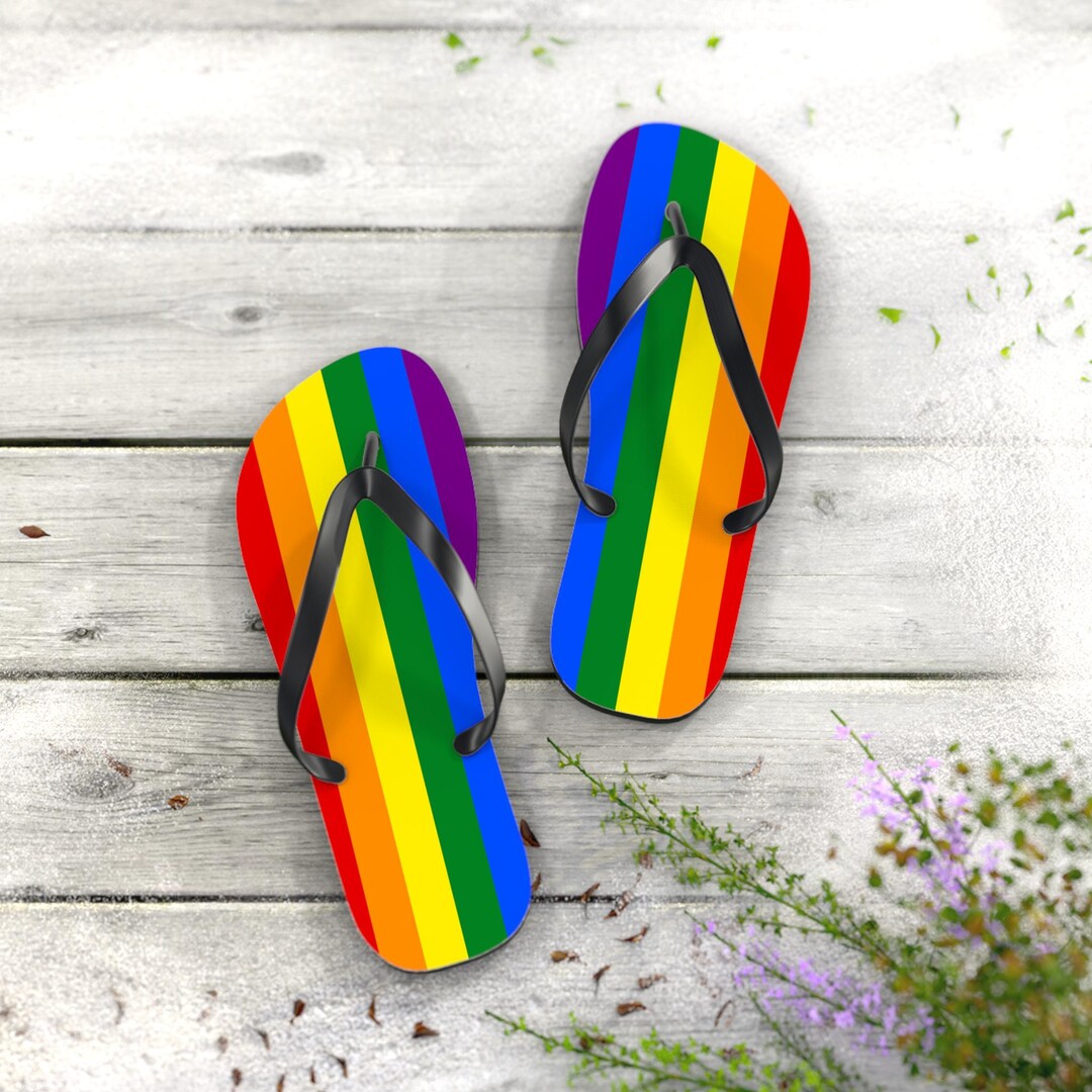 Pride Flip Flops: LGBTQ Rainbow Beach Sandals - Etsy