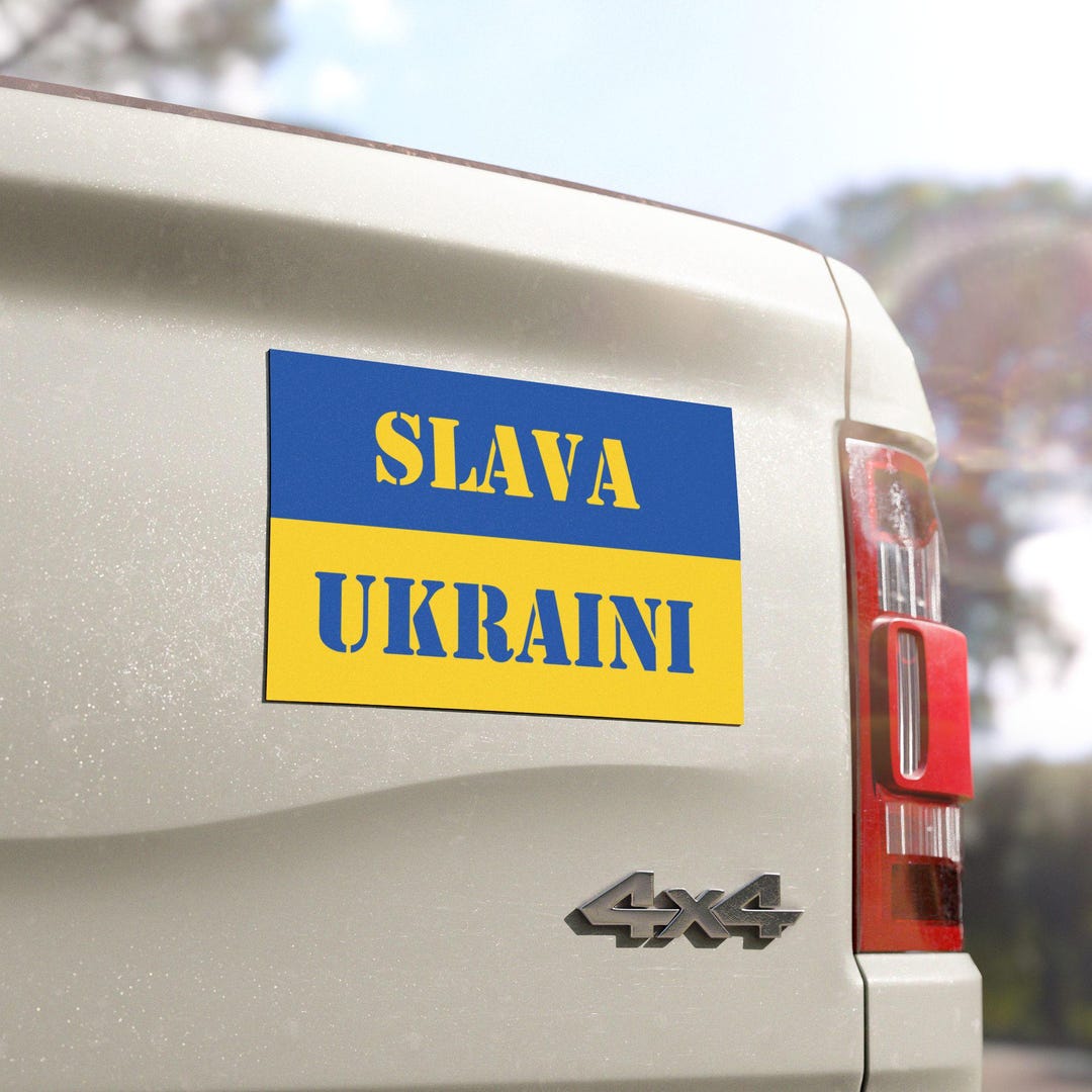 Slava Ukraini Car Magnet: Patriotic Ukrainian Flag Support Decal for ...