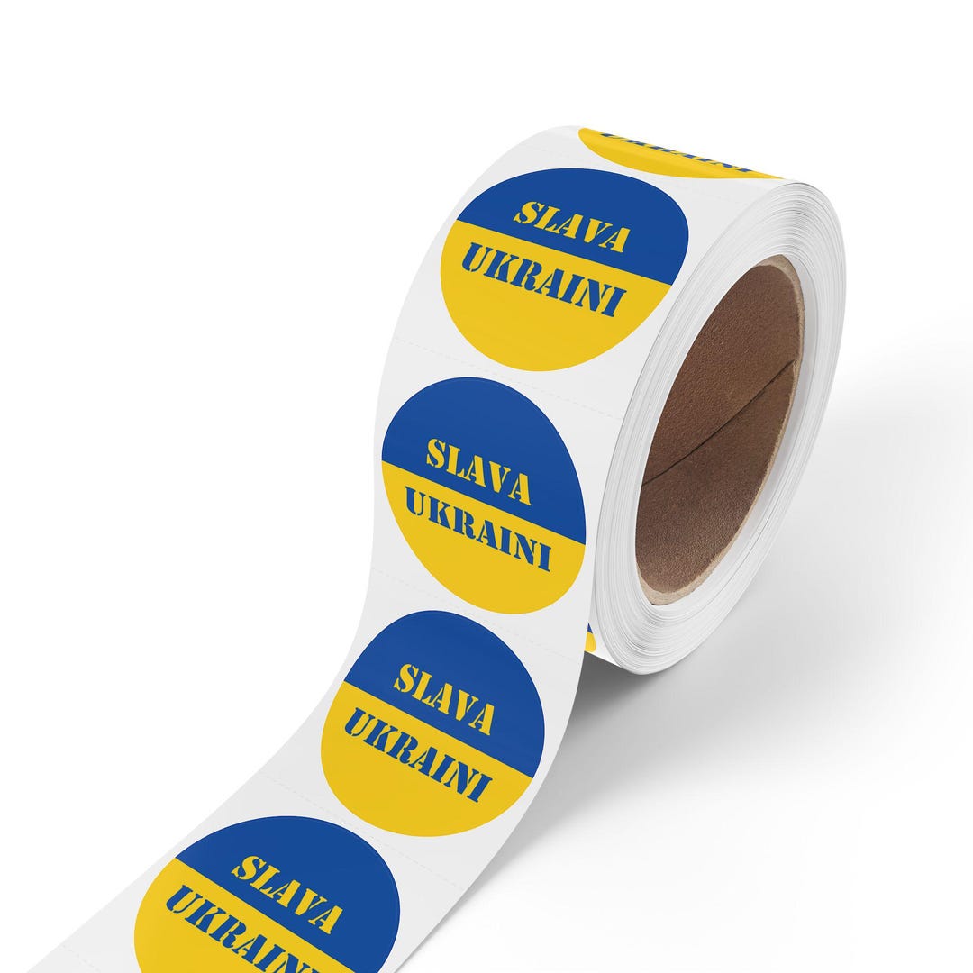 Ukraine Support Round Sticker, Label Roll, Patriot Gift, Independence ...