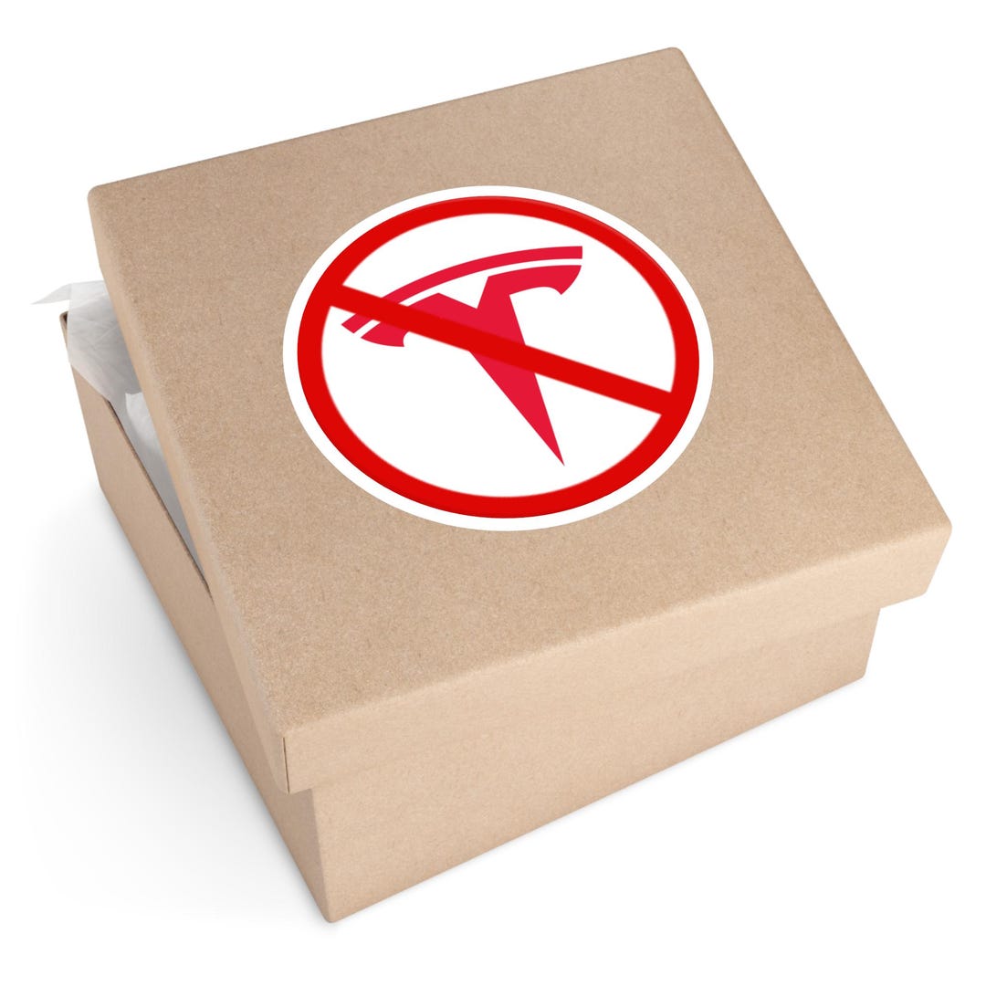 Anti Tesla Round Stickers, Boycott Elon Musk, Vinyl Bumper Decal ...