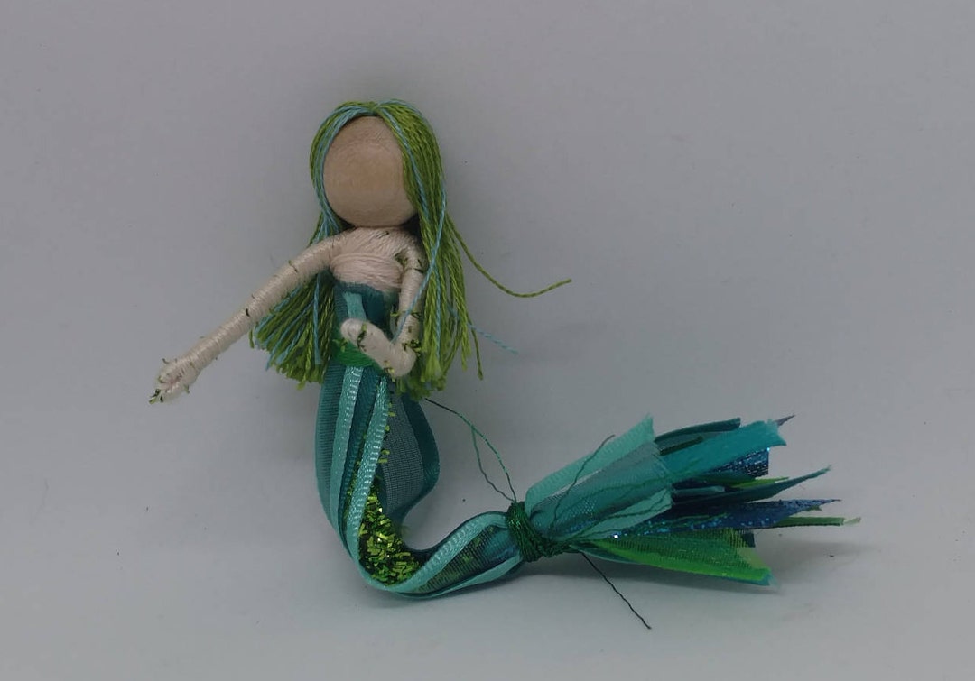 New! Mermaid Bendy Doll by Tracys Garden Fairies - Teal and Green - Etsy
