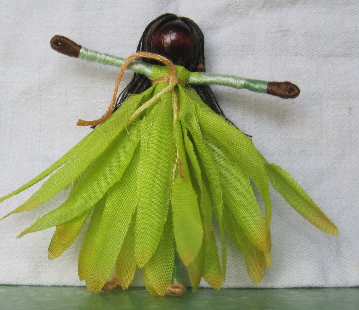 Green Poppy Flower Fairy Doll - Art Doll, Worry Doll, Waldorf Doll - Etsy