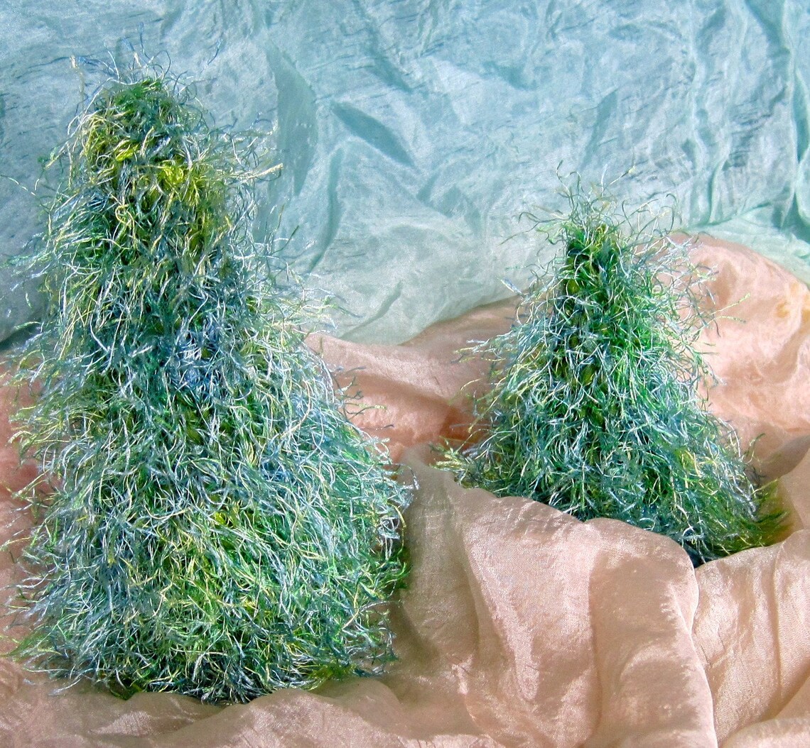 Knitted Pine Trees - Blue and Green - Etsy