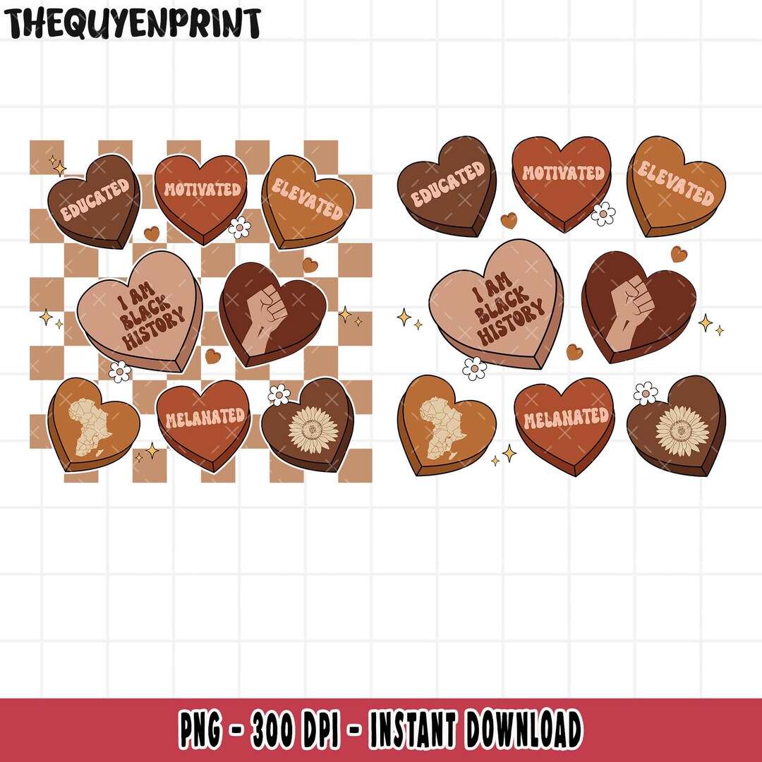 Checkered Candy Heart Black History Month PNG, Black History Month ...