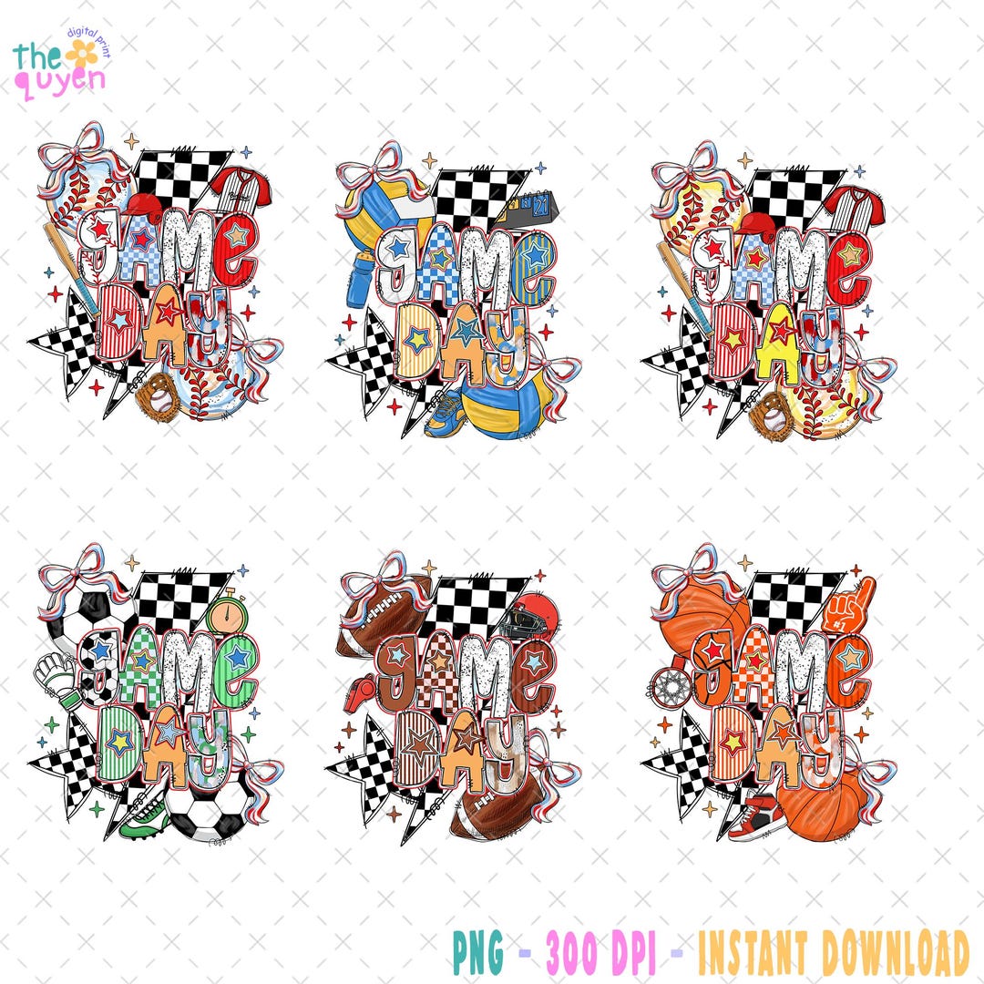 5 + Retro Lightning Bolt Game Day Png Bundle, Checkered Baseball Mama ...