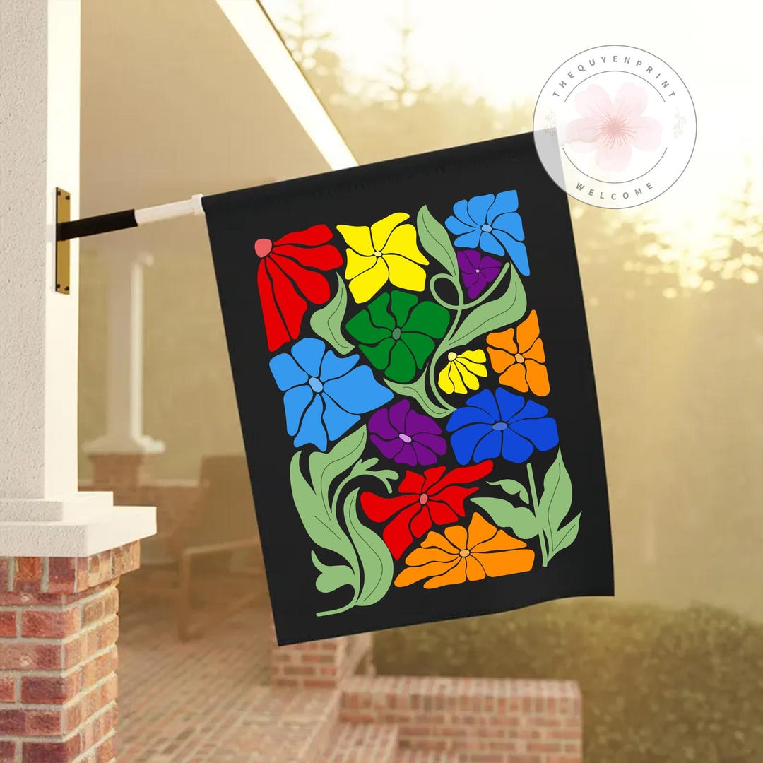 Boho Floral LGBT Flag, Pride Rainbow Flag, LGBT Flag, Love is Love Flag ...