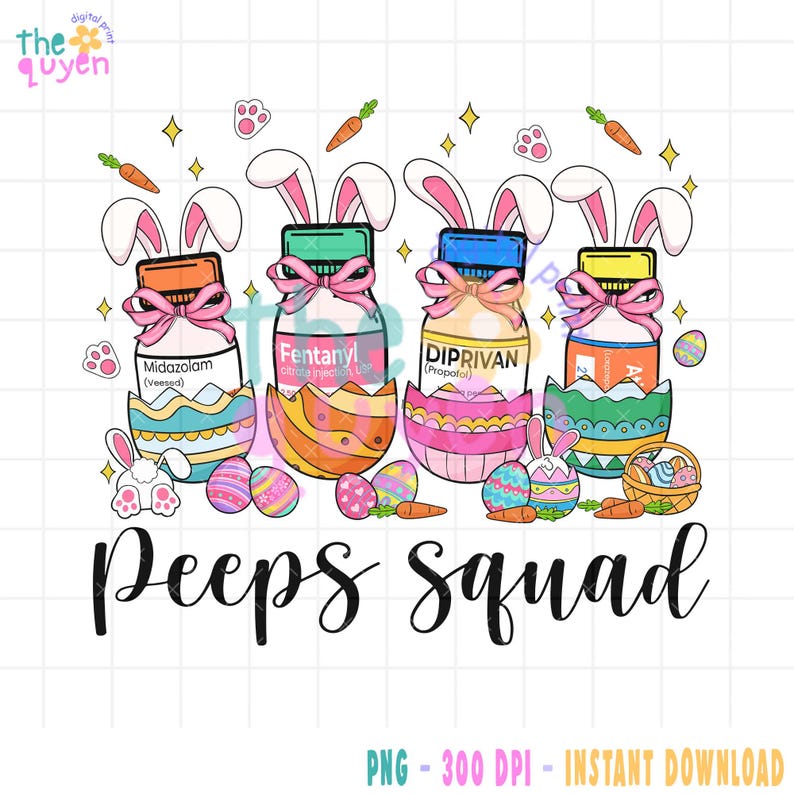 Peeps Squad Funny Nurse Easter Png, My Peeps Nurse Png, Bunny Nurse Png ...