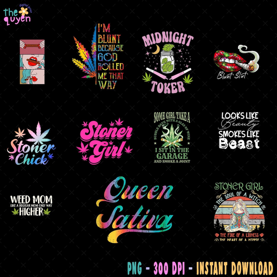 10+ Stoner Girl PNG Bundle, Stoner Girl PNG, Cannabis Leaf Pink Stoner ...