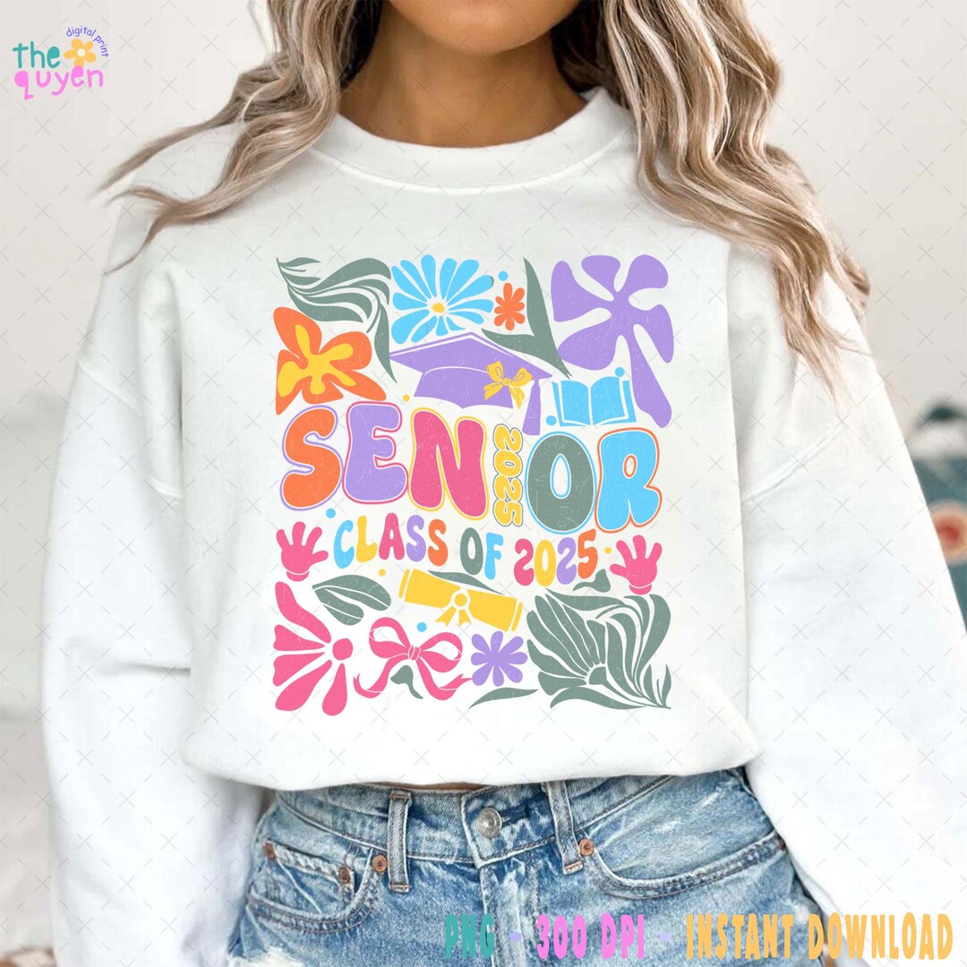 Glitter Senior 2025 PNG, Boho Floral Senior Png, Class of 2025 Png ...
