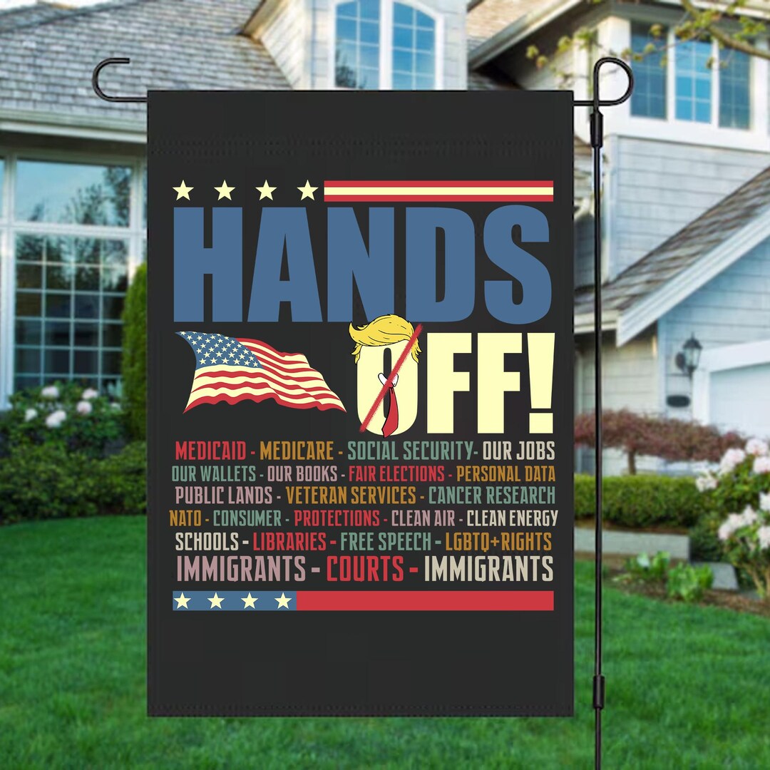 Hands off Our Democracy Sign Flag, Digital Art Flag, Protest Sign for ...