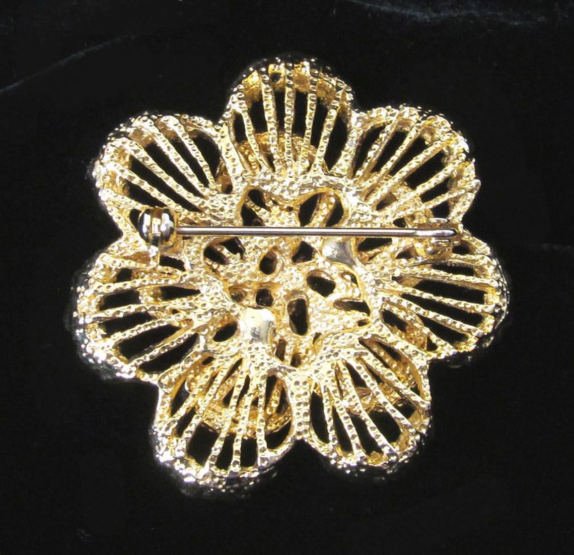 Festive Rhinestone and Gold Tone Pin - Etsy