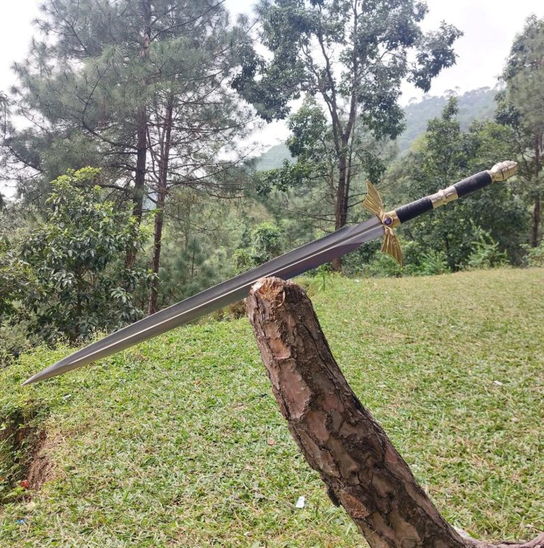 40 Inch Hand Forged Sword With Gold Carvings - Hand-forged From High ...