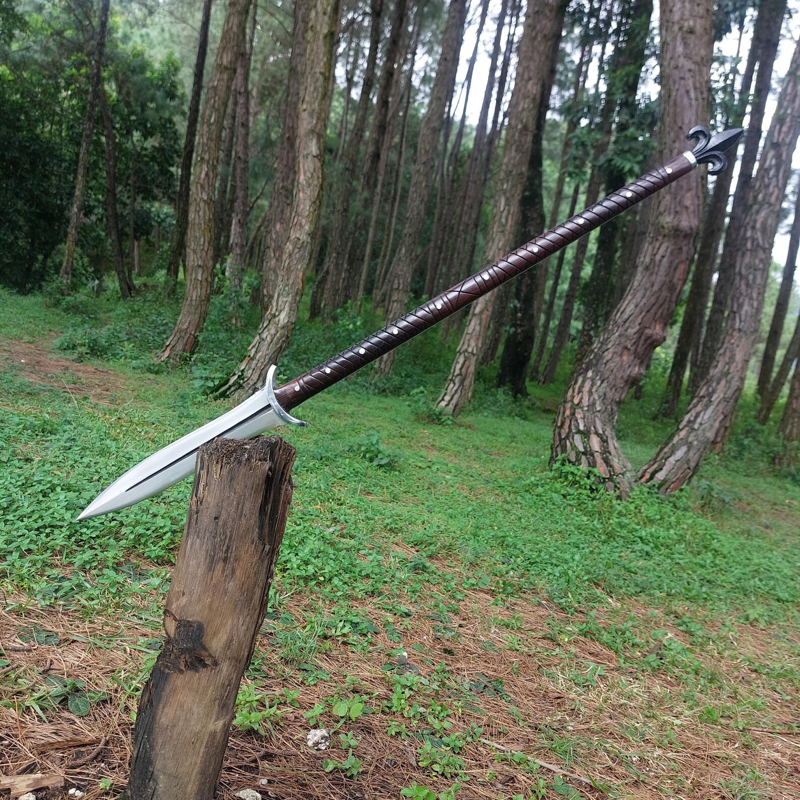Viking 12 Inch Spear, Knife, & Machete | Hand-forged Elegance | Leather ...