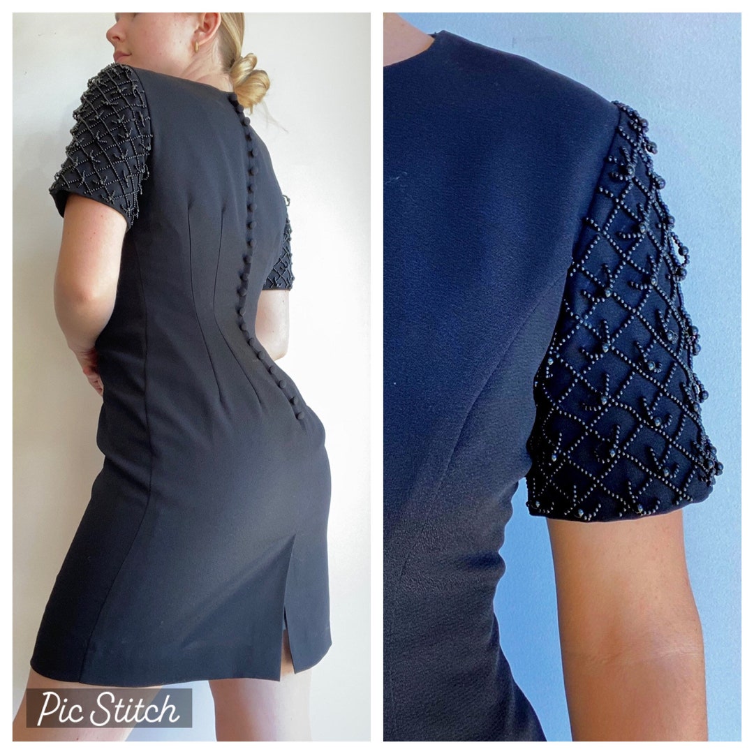 Vintage LBD Little Black Dress Beaded Black Jessica Howard Party Dress ...