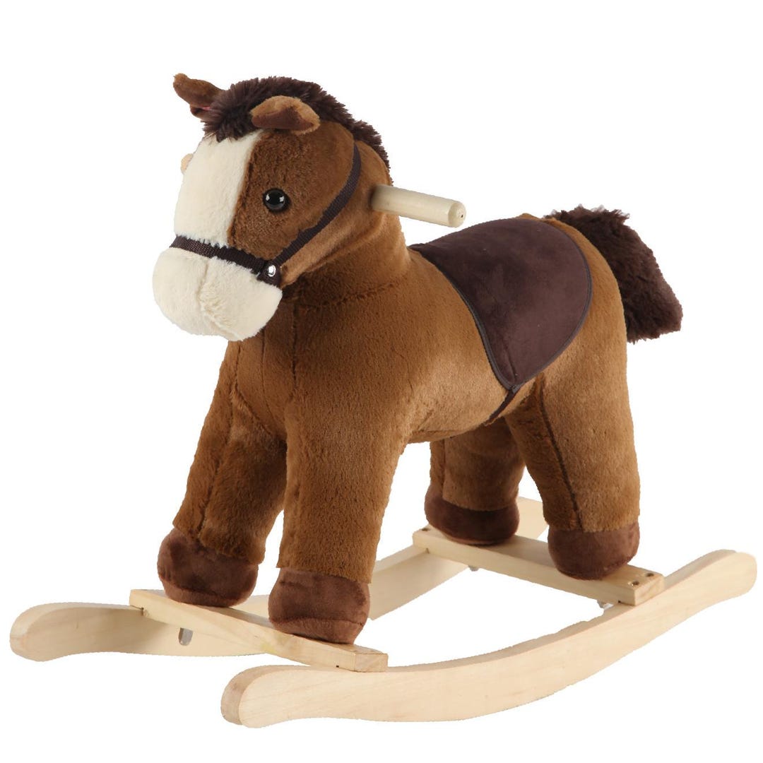 Rocking Horse, Plush Stuffed Rocking Pony With Realistic Sound, Wooden ...
