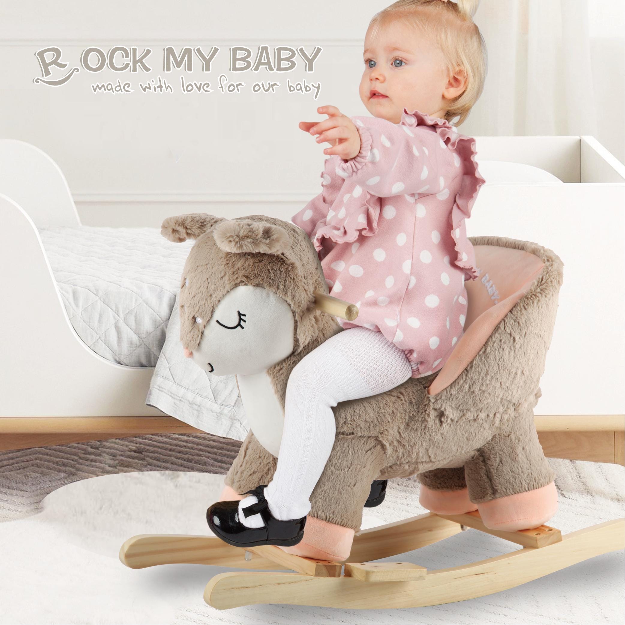 Rocking Horse Deer With Chair, Baby Rocker With Sweet Music, Animal ...