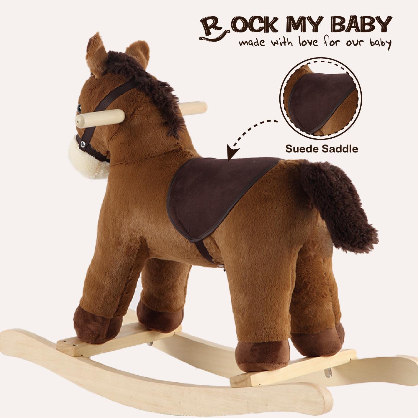 Rocking Horse, Plush Stuffed Rocking Pony With Realistic Sound, Wooden ...