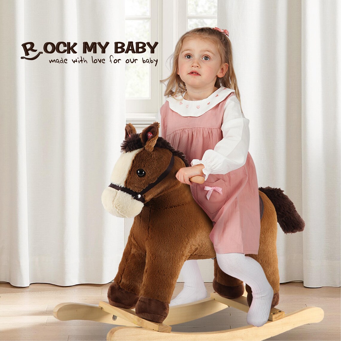 Rocking Horse, Plush Stuffed Rocking Pony With Realistic Sound, Wooden ...