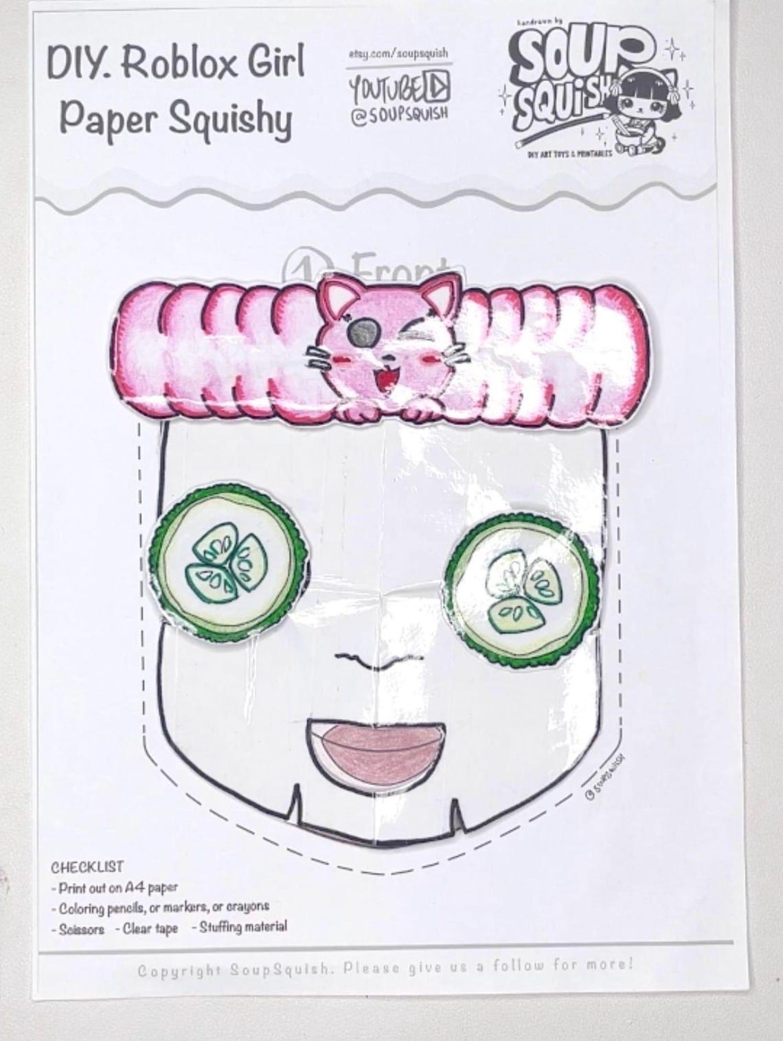 DIY Paper Squishy Roblox Baddie Face + Skincare Kit PDF Printable | Spa ...