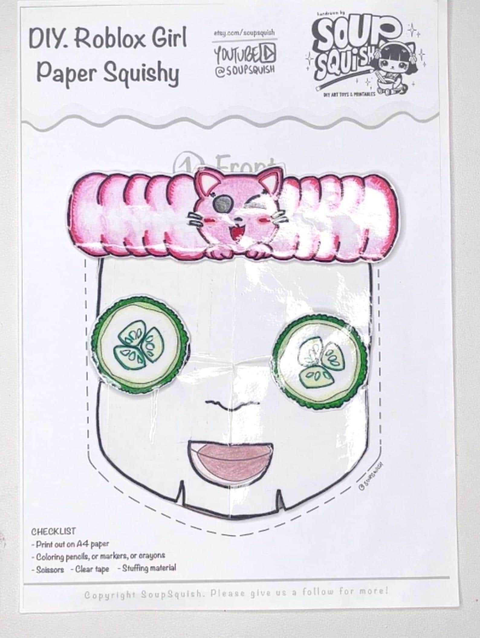 DIY Paper Squishy Roblox Baddie Face + Skincare Kit PDF Printable | Spa ...