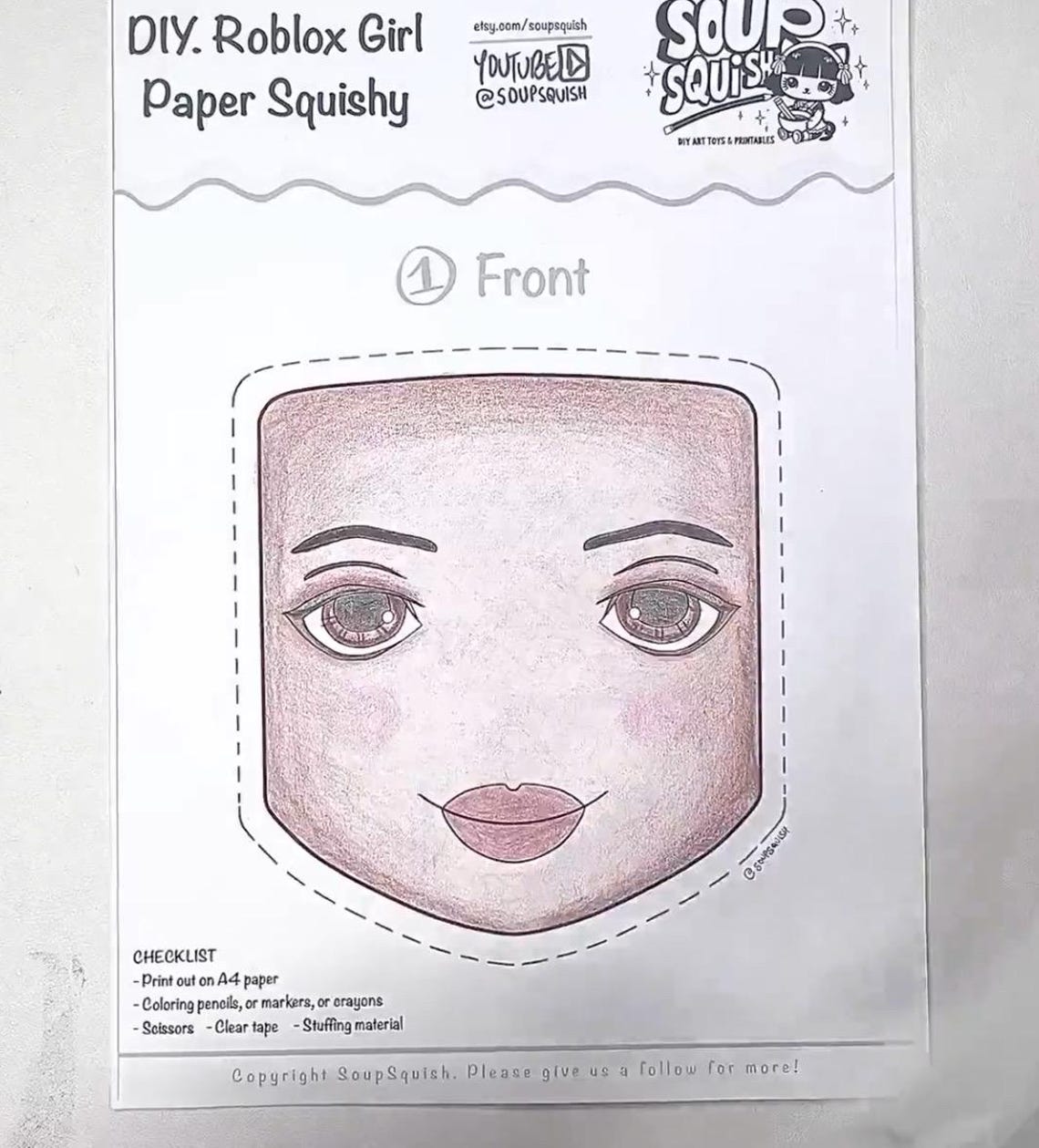 DIY Roblox Paper Squishy Printable | Baddie Paper Doll Template | Art ...