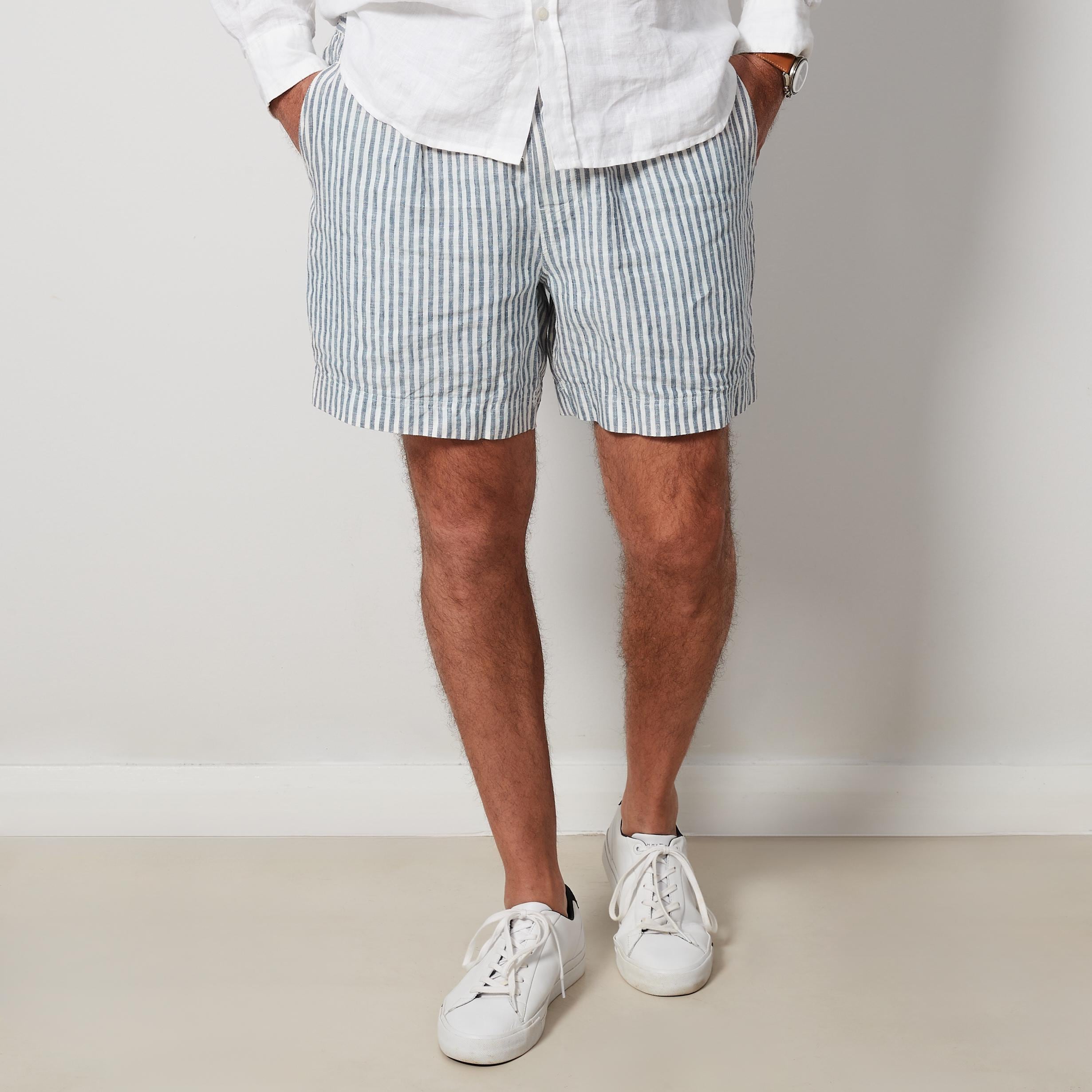 Blue Stripe Men's Linen Shorts - Etsy