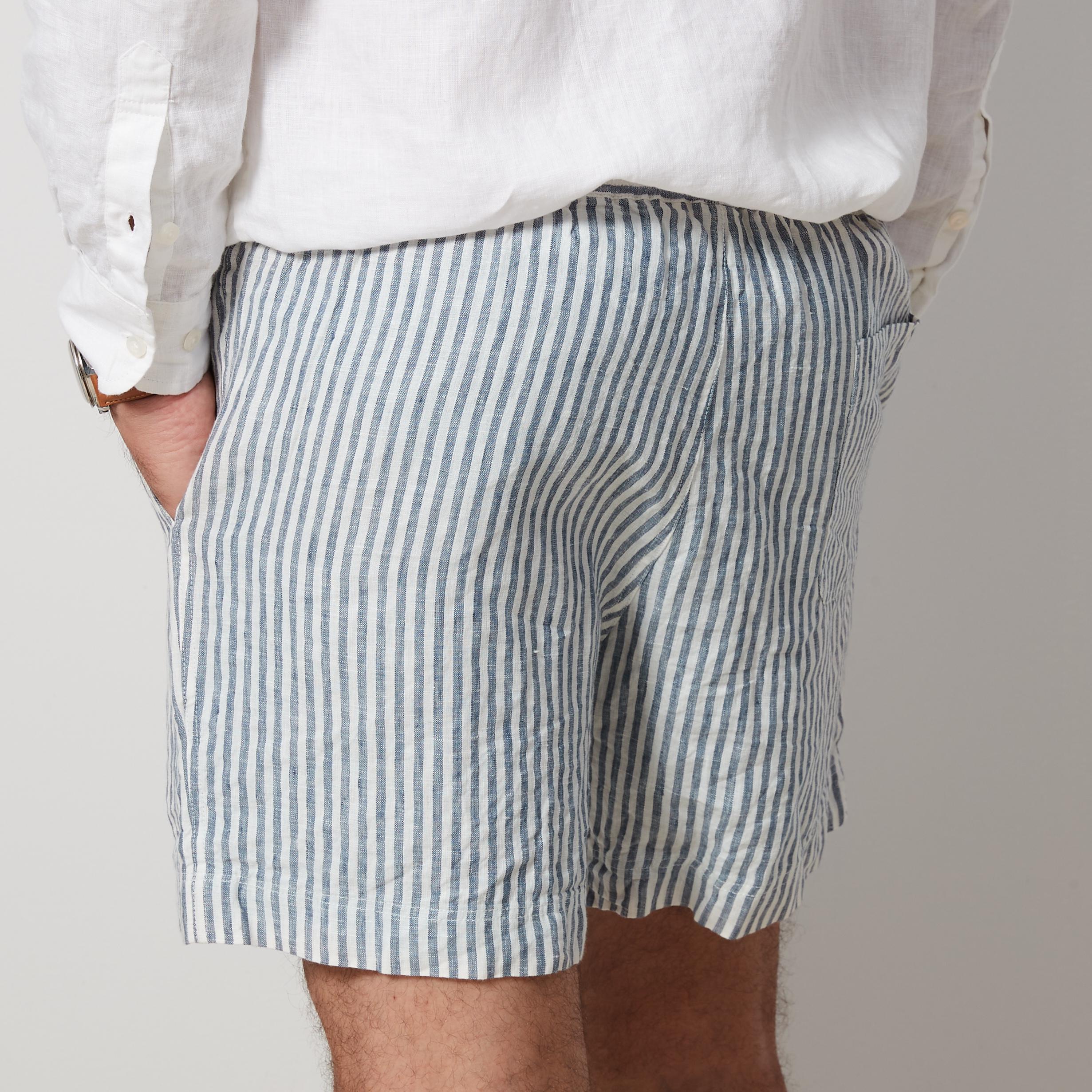 Blue Stripe Men's Linen Shorts - Etsy
