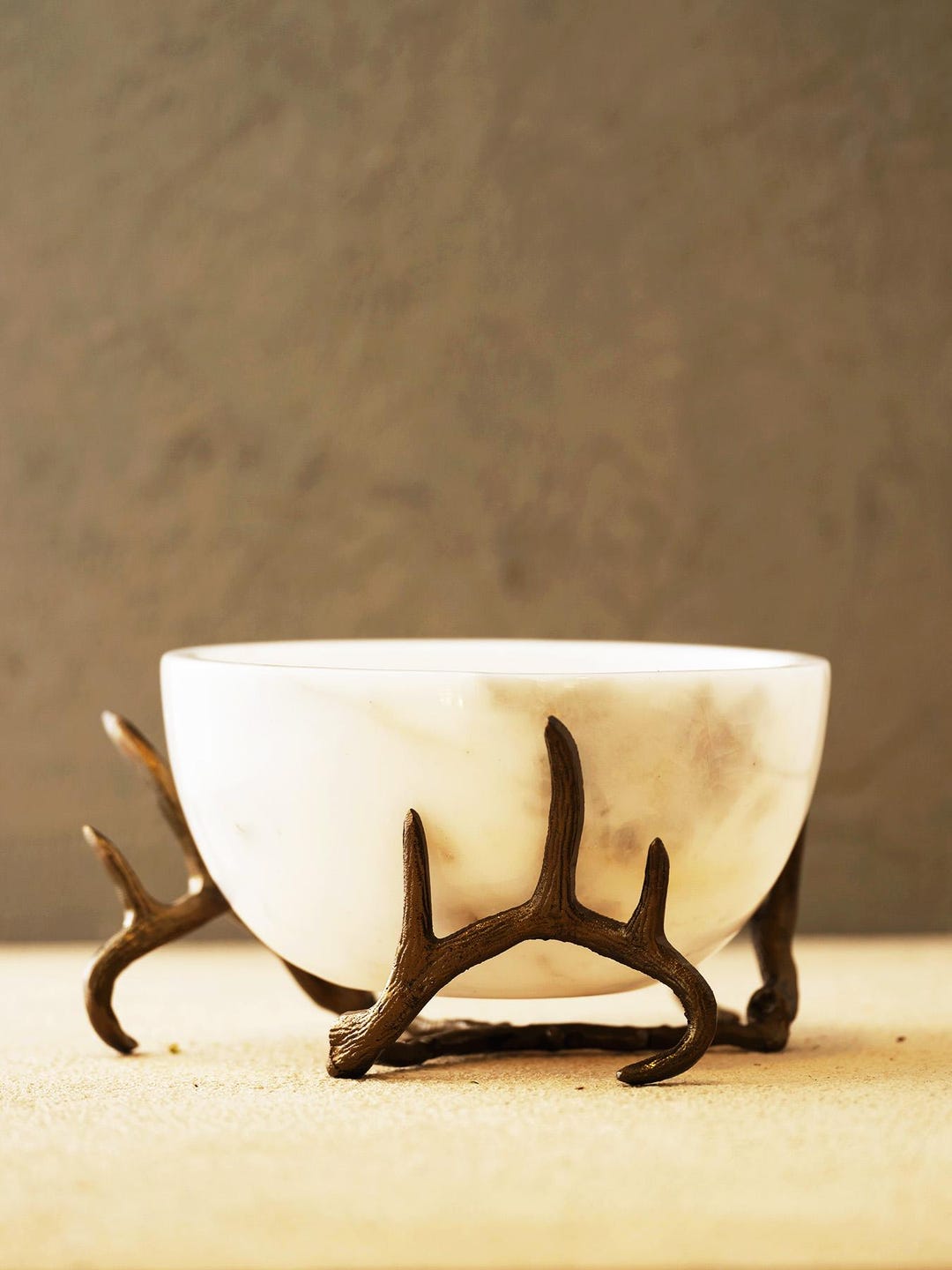 Inverted Horn-legged Handmade Marble Bowl, Elegant Decorative Accent ...