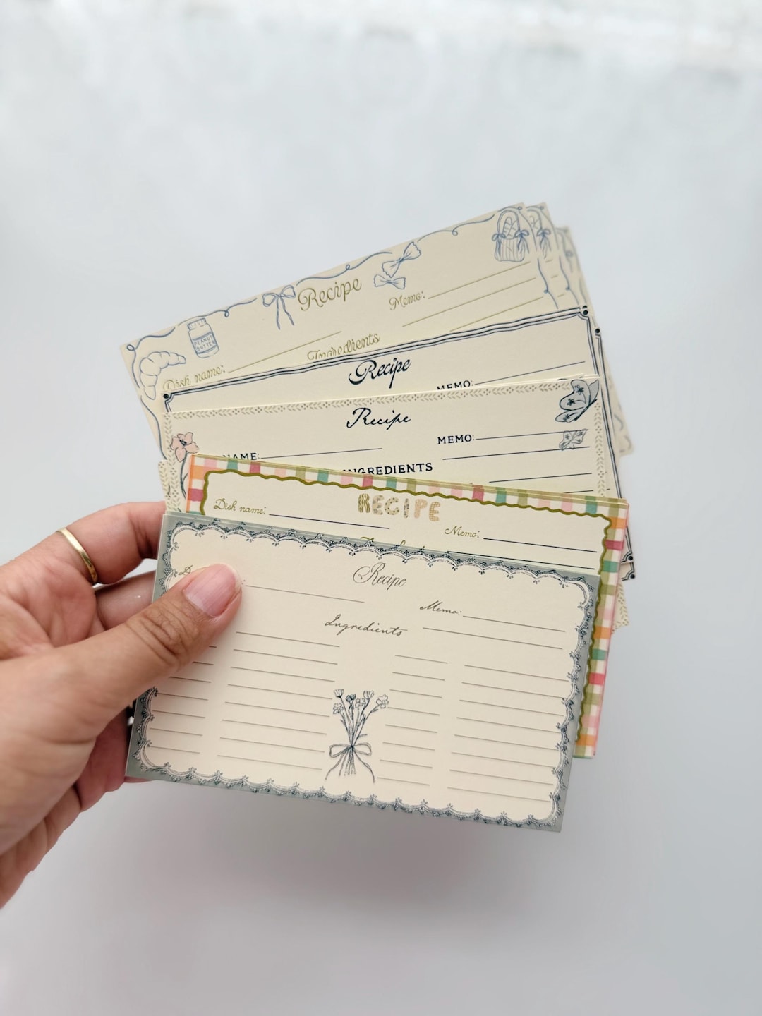 Schede di ricette illustrate a mano / Confezione assortita per la ...