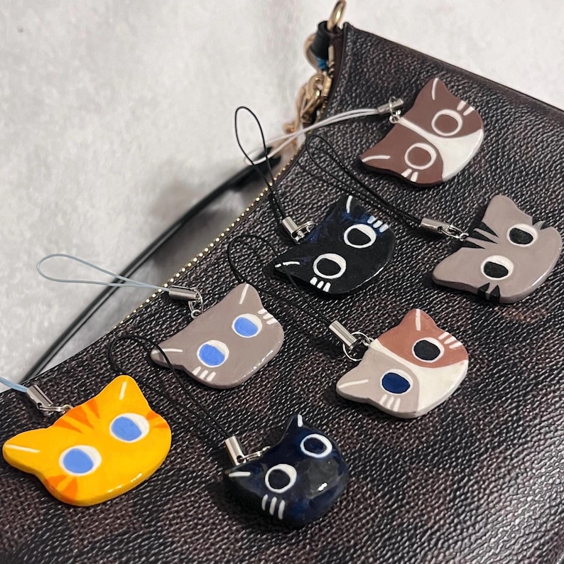 Cute Colorful Cat Keychain Charms - Etsy