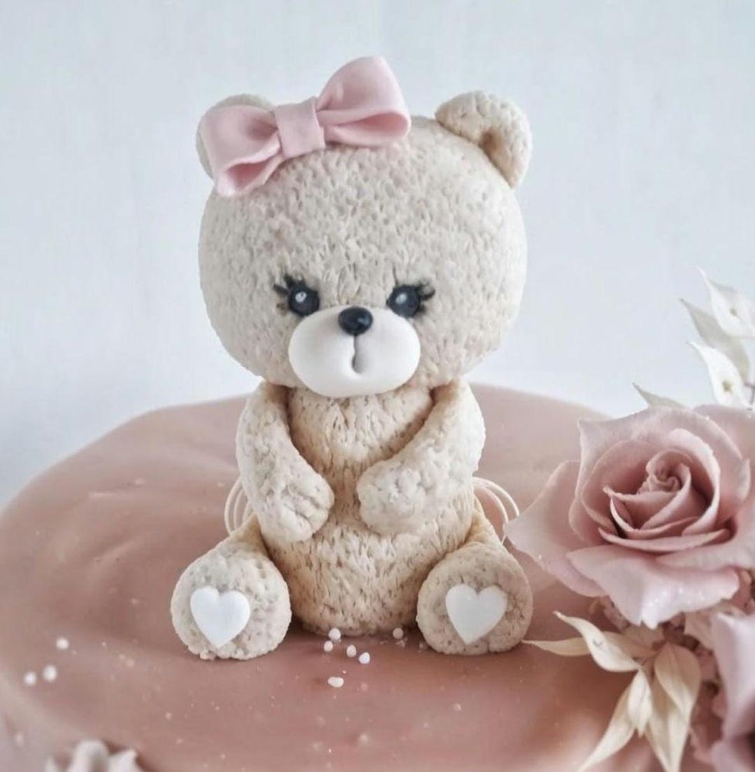 Customizable Teddy Bear Cake Topper Edible Sugarpaste Figurine for ...