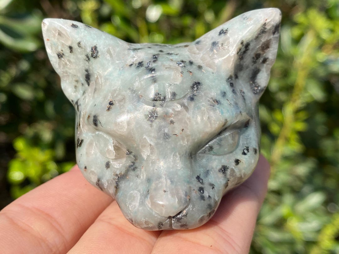 1.9" Natural Hand Carved Bodhi Stone Crystal Cat: Crystal Quartz Cat ...