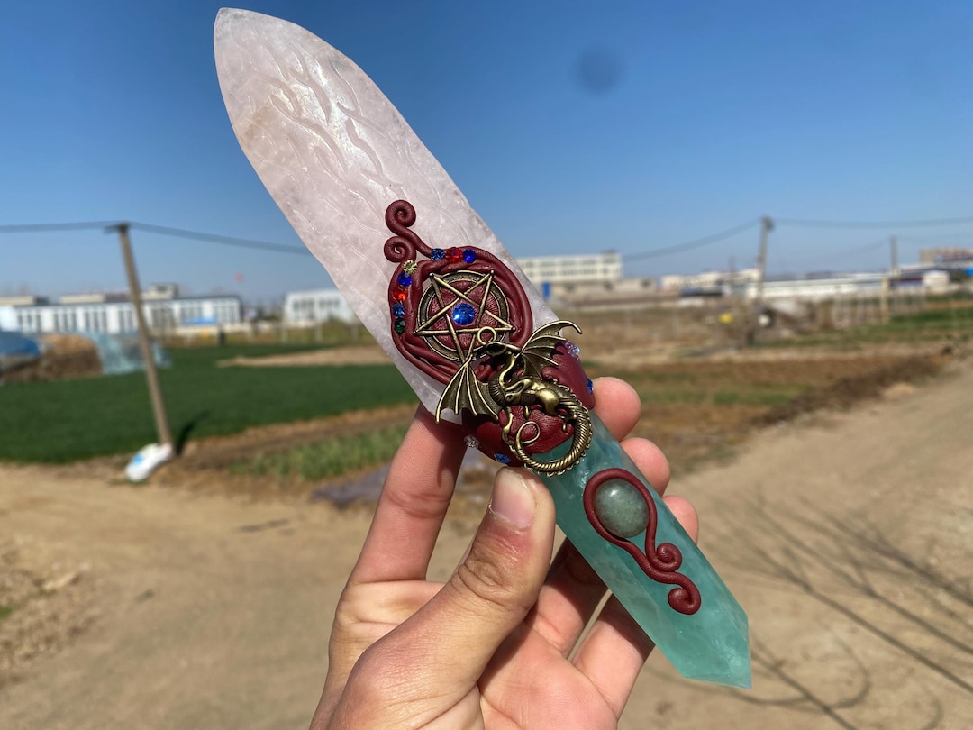 9.4''+ Natural Rose Crystal,quartz Crystal,crystal Knife,fluorite ...