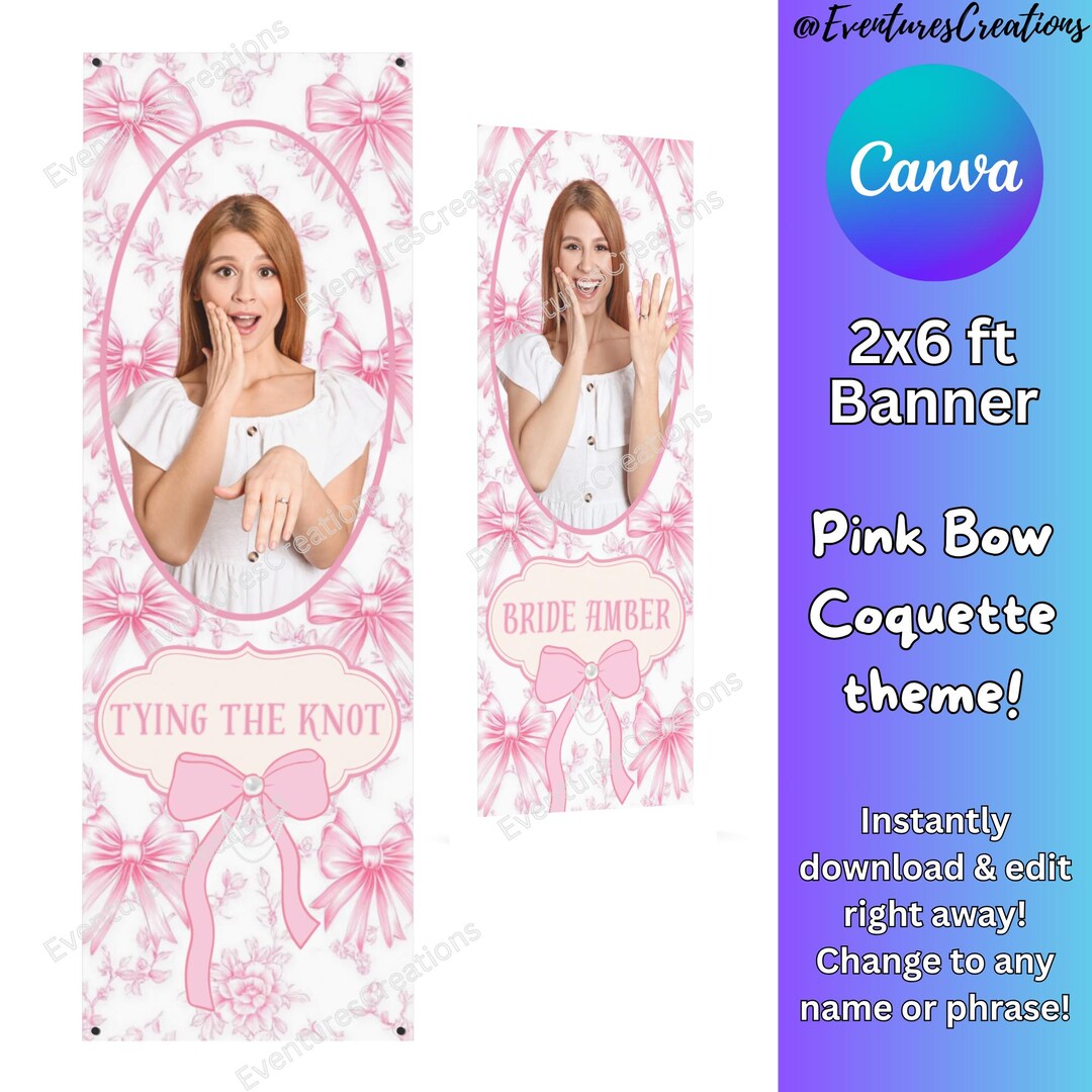 Pink Bow Coquette Bride Banner - Etsy