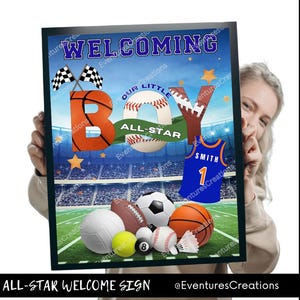 All-star Theme BUNDLE: Backdrop, Welcome Sign, & Charger Plate Inserts ...