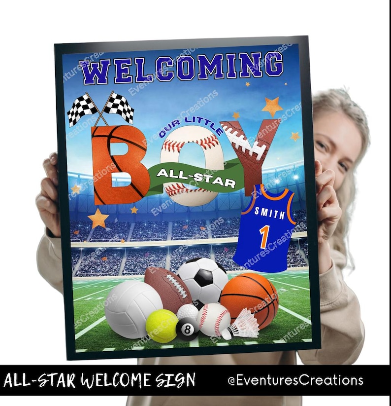 All-star Theme BUNDLE: Backdrop, Welcome Sign, & Charger Plate Inserts ...
