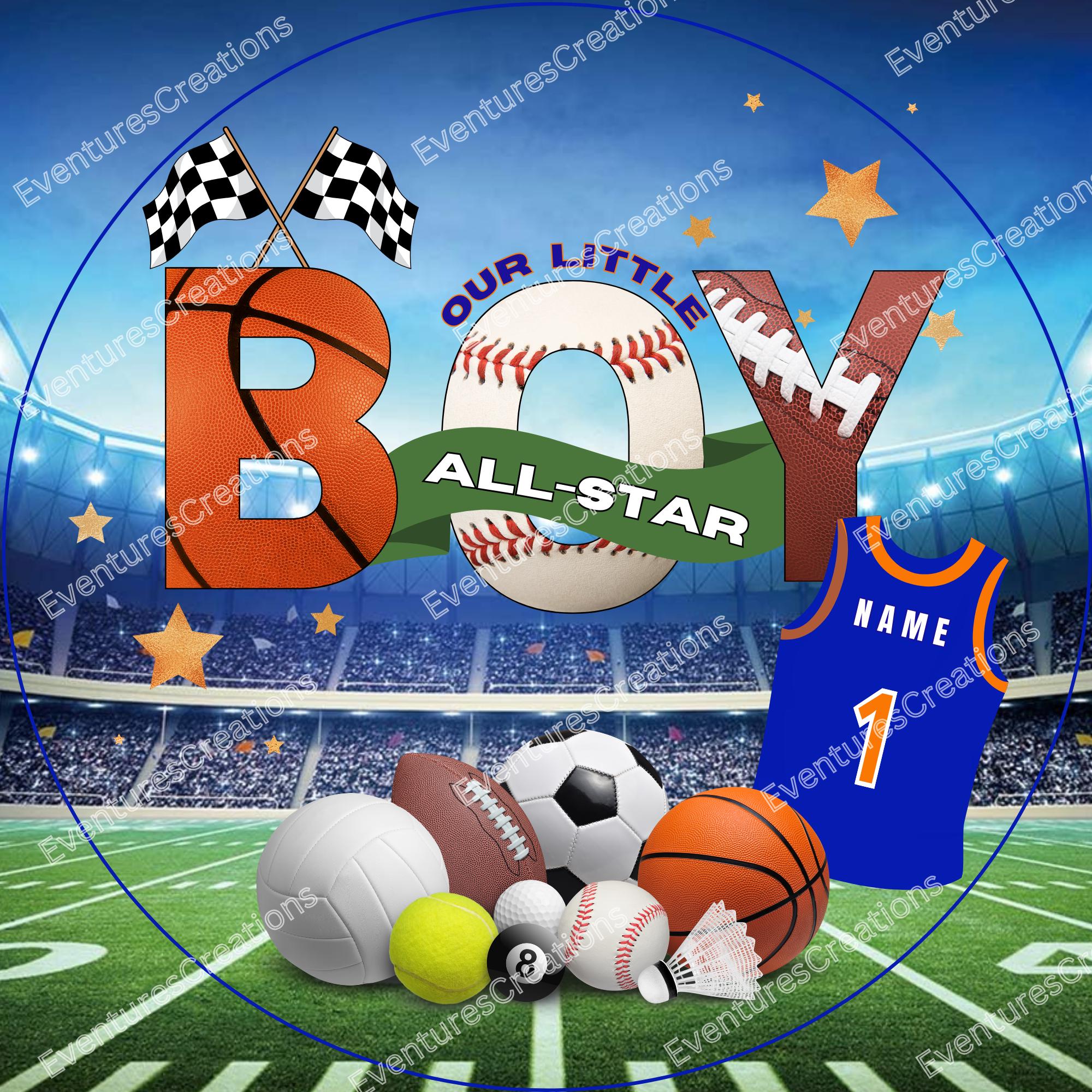 All-star Theme BUNDLE: Backdrop, Welcome Sign, & Charger Plate Inserts ...