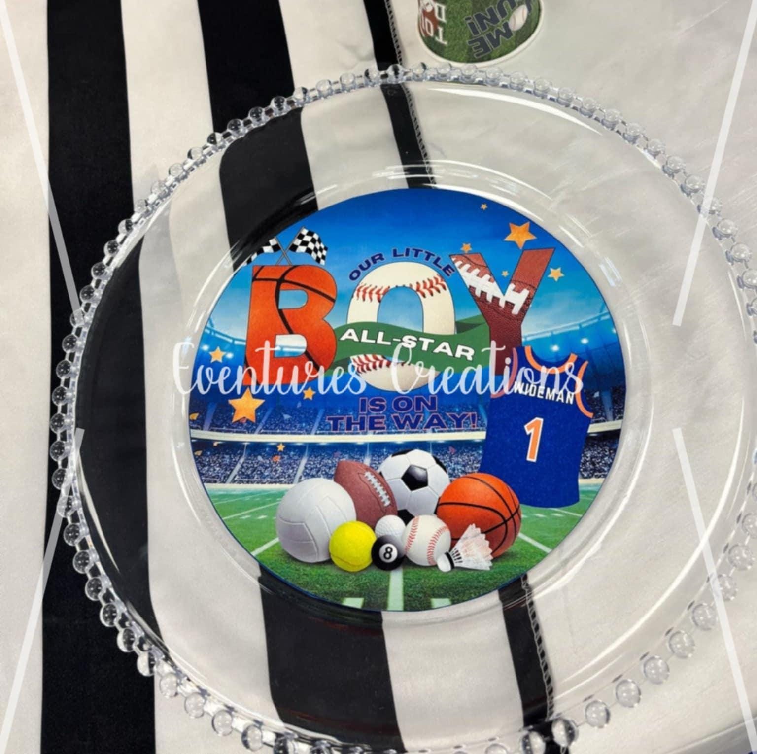 All-star Theme BUNDLE: Backdrop, Welcome Sign, & Charger Plate Inserts ...