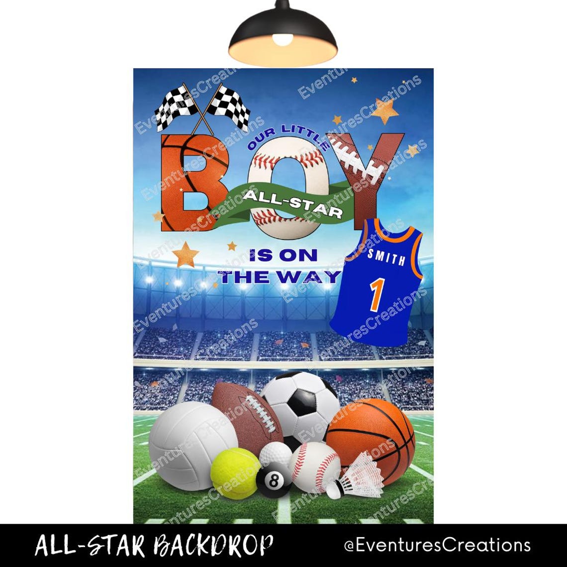 All-star Theme BUNDLE: Backdrop, Welcome Sign, & Charger Plate Inserts ...