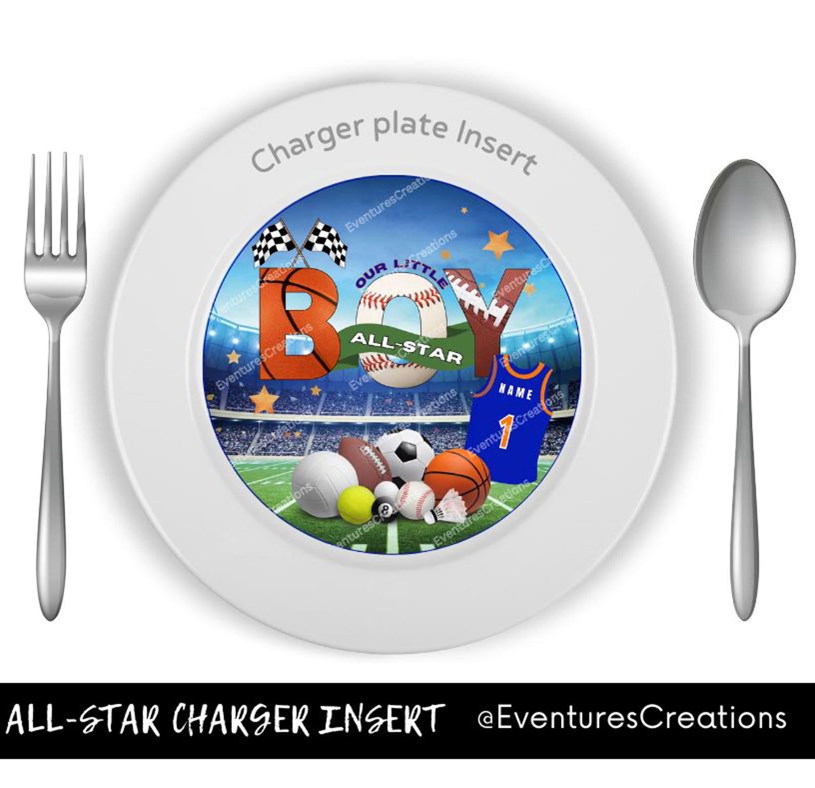 All-star Theme BUNDLE: Backdrop, Welcome Sign, & Charger Plate Inserts ...