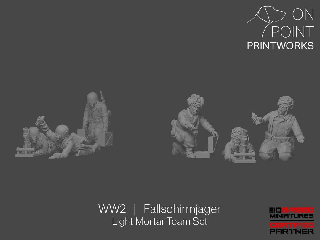 WW2 Fallschirmjager - Light Mortar Team Set - 28mm - 1/56 Scale - Bolt ...
