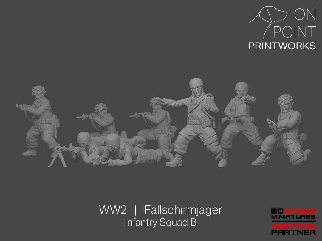 WW2 Fallschirmjager - Infantry Squad B - 28mm - 1/56 Scale - Bolt ...