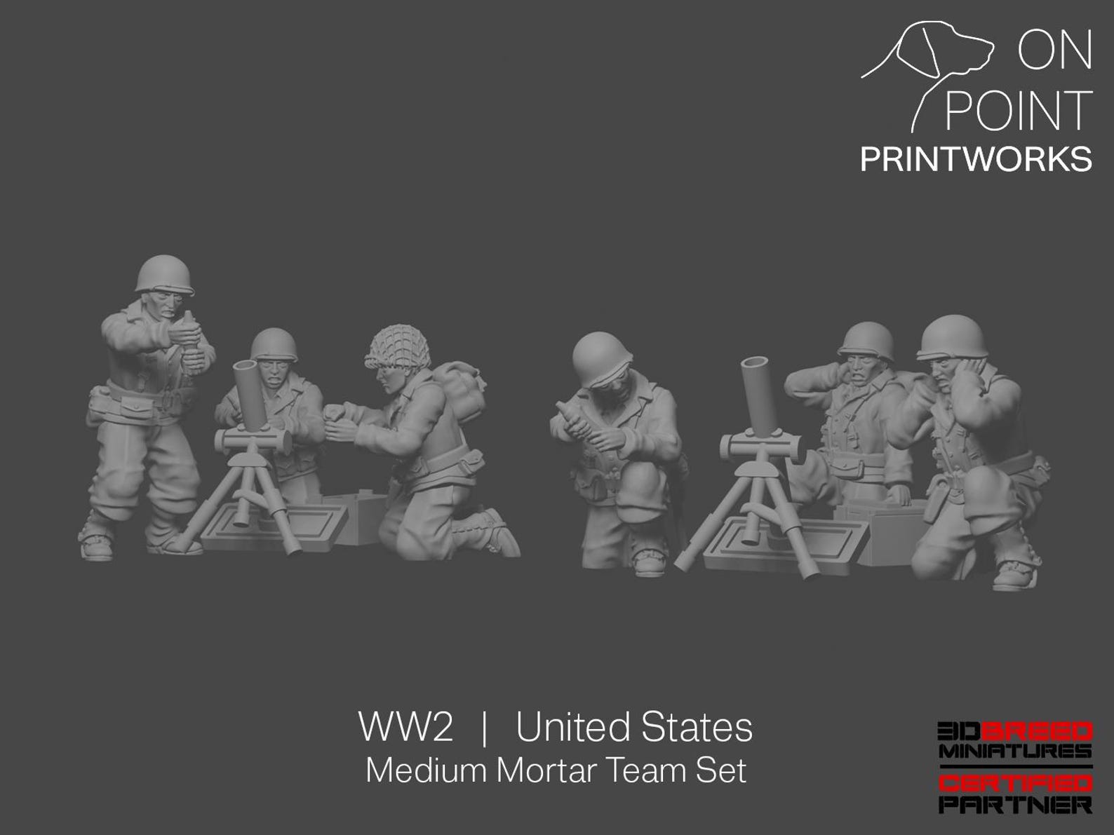 WW2 United States - Medium Mortar Team Set - 28mm - 1/56 Scale - Bolt ...