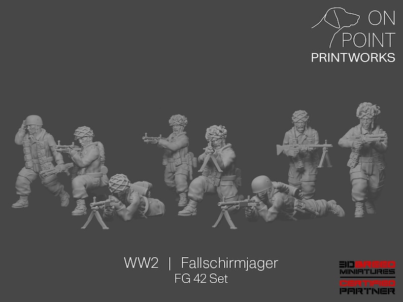 WW2 Fallschirmjager - FG42 Set - 28mm - 1/56 Scale - Bolt Action ...