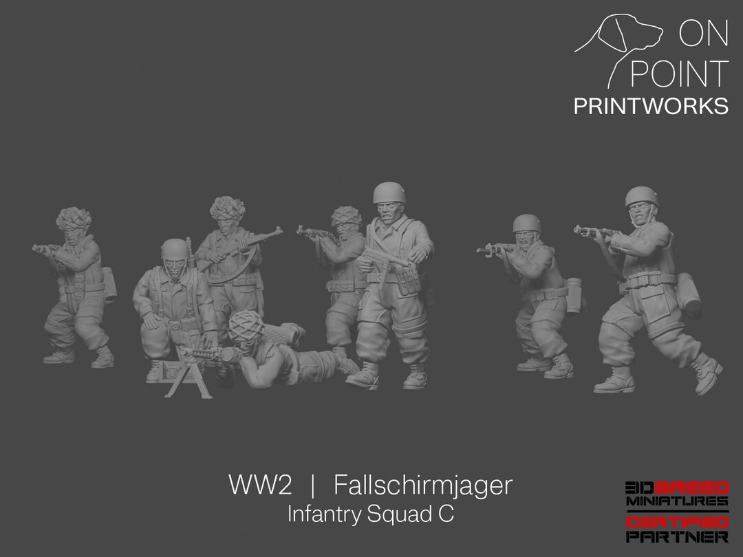 WW2 Fallschirmjager - Infantry Squad C - 28mm - 1/56 Scale - Bolt ...