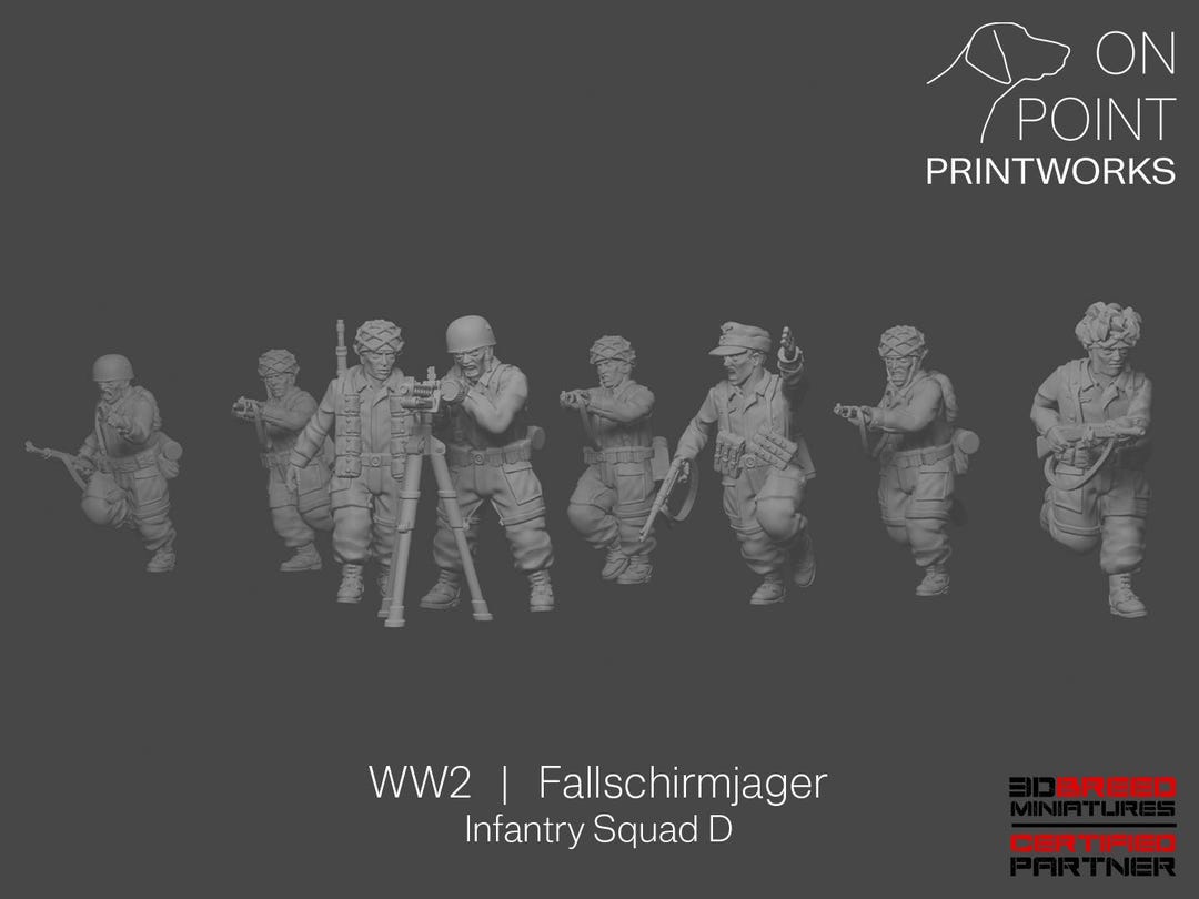 WW2 Fallschirmjager - Infantry Squad D - 28mm - 1/56 Scale - Bolt ...